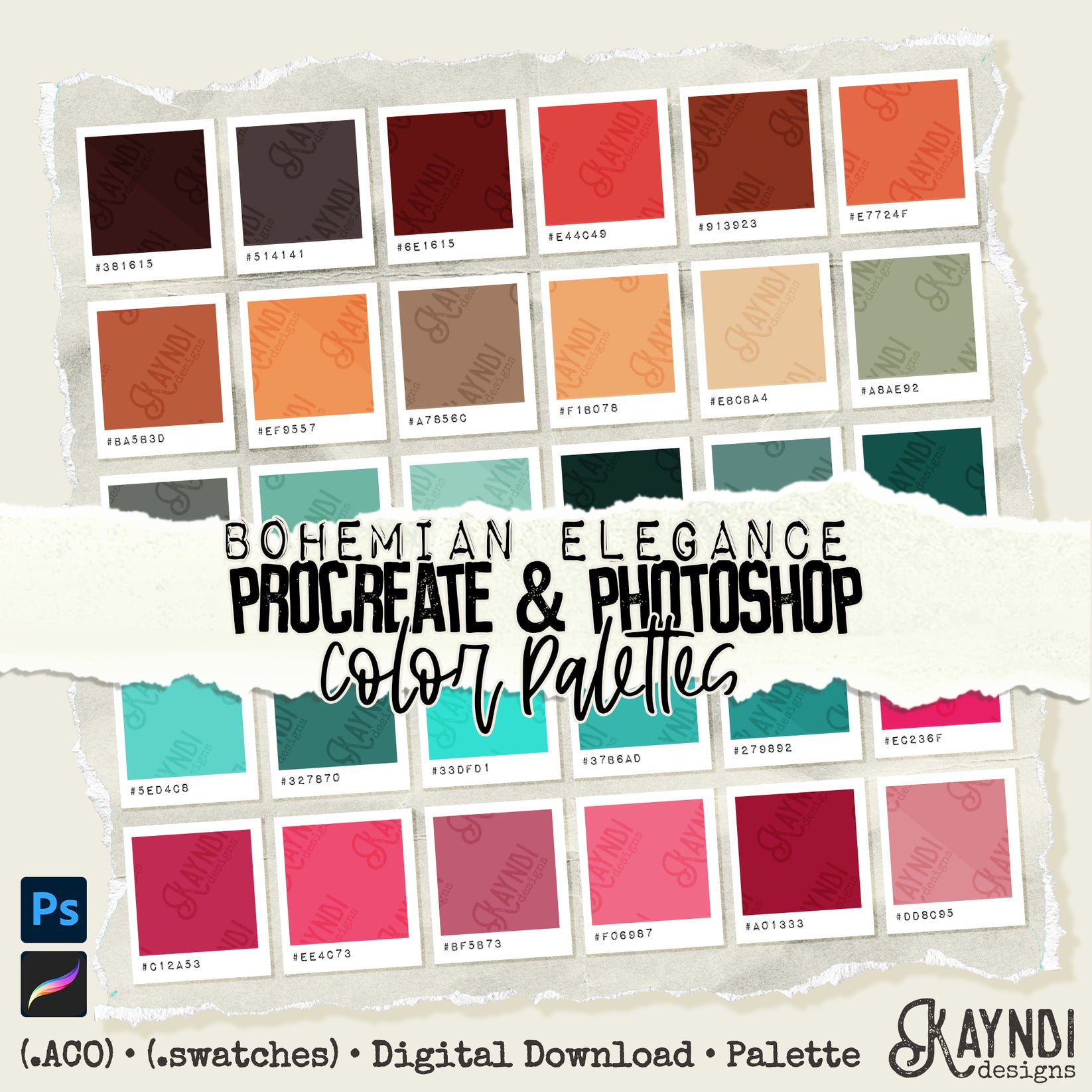 Bohemian Elegance Swatches iPad Design Procreate & Photoshop Color Pal ...