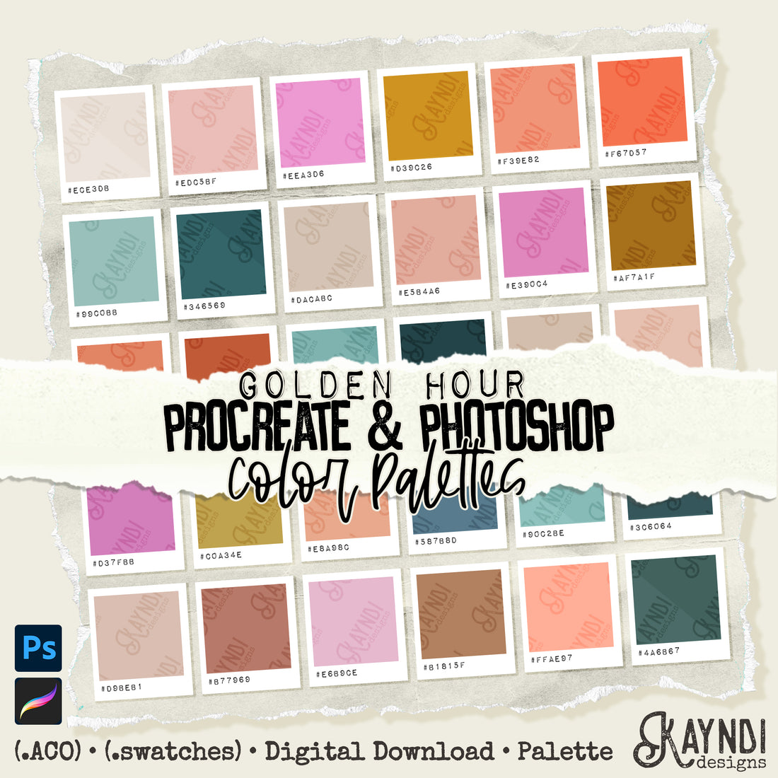 Golden Hour Swatches iPad Design Procreate & Photoshop Color Palette ...