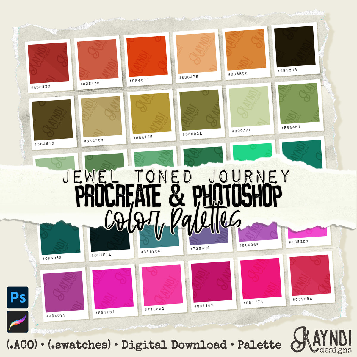 Jewel Toned Journey Swatches iPad Design Procreate & Photoshop Color P ...