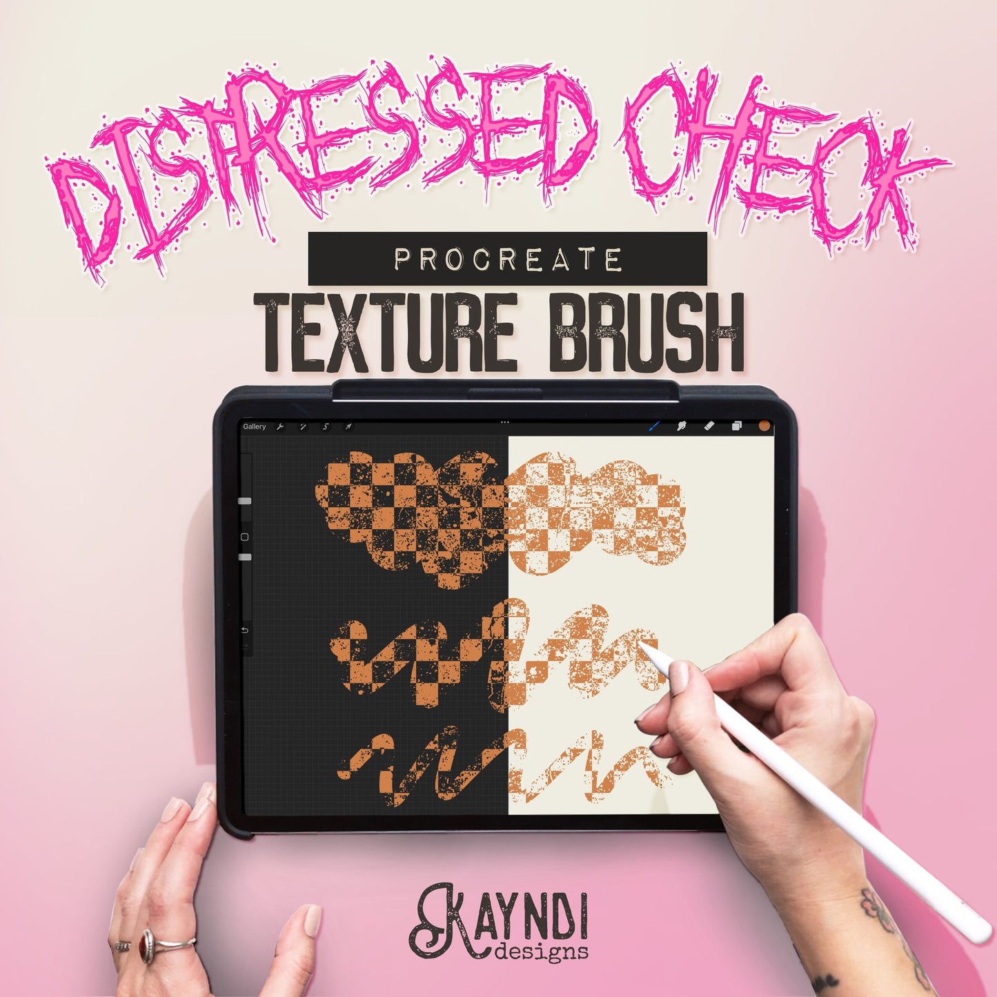 Distressed Check Procreate Texture Brush – KayndiDesigns