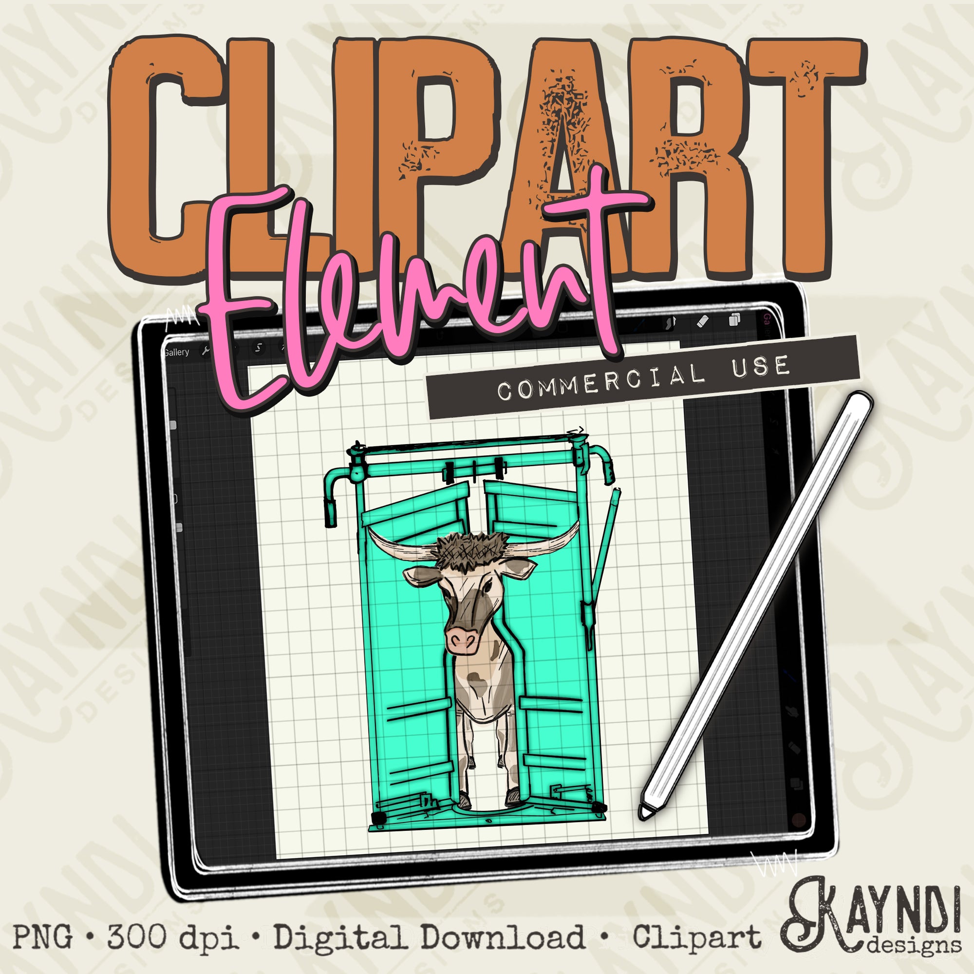 Cow 8 Clipart Element PNG Digital Downloads Elements Fillers Commercia ...